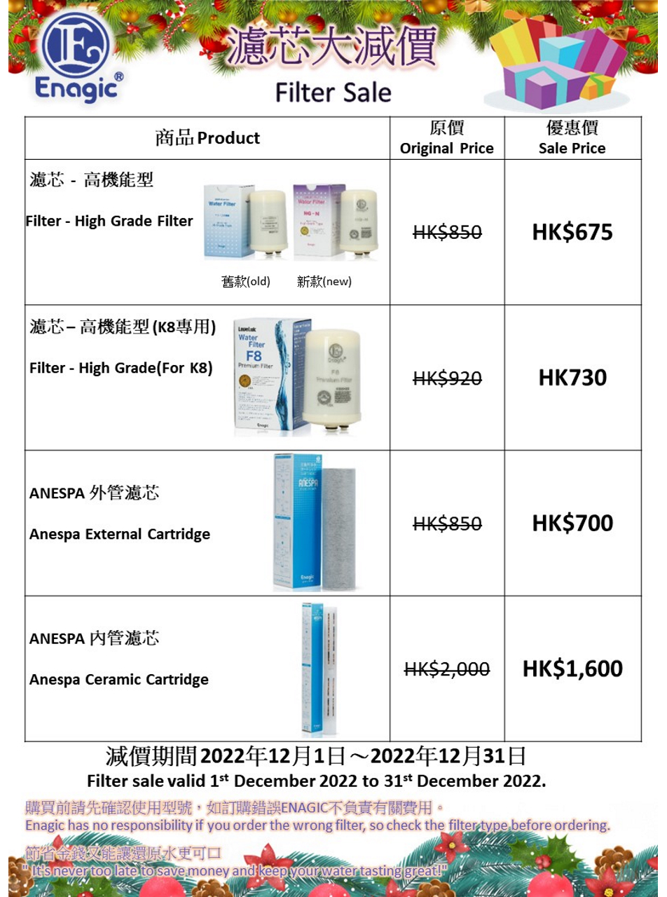 Filter Sale start from 1st Dec. to 31st Dec. 2022 | Enagic Kangen Water